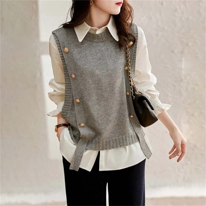 Mode-Gestrickte-Weste-f-r-Frauen-rmellose-Pullover-Weste-Retro-Stricken ...
