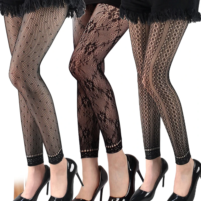 Women-s-Black-Sexy-Patterned-High-Waist-Fishnet-Footless-Tights-Girls-Leggings-Floral-Lingerie ...