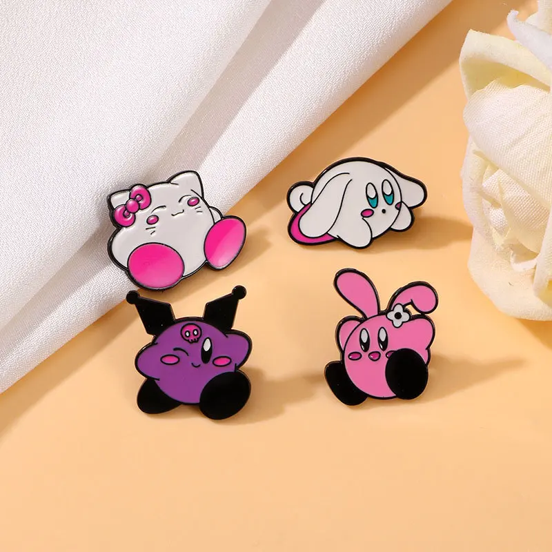 Kirby-COS-Kuromi-Cinnamoroll-Metal-Brooch-Anime-Cartoon-Student-Metal ...