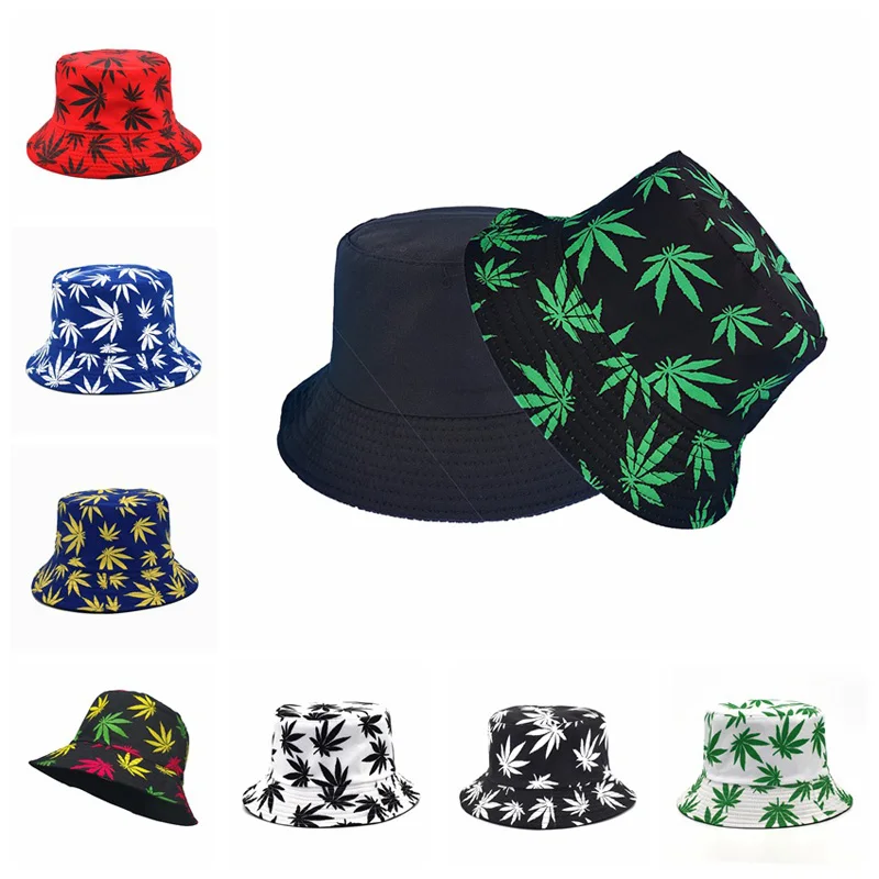 Fashion-Maple-Leaf-Pattern-Bucket-Hats-Men-Women-Cotton-Outdoor ...