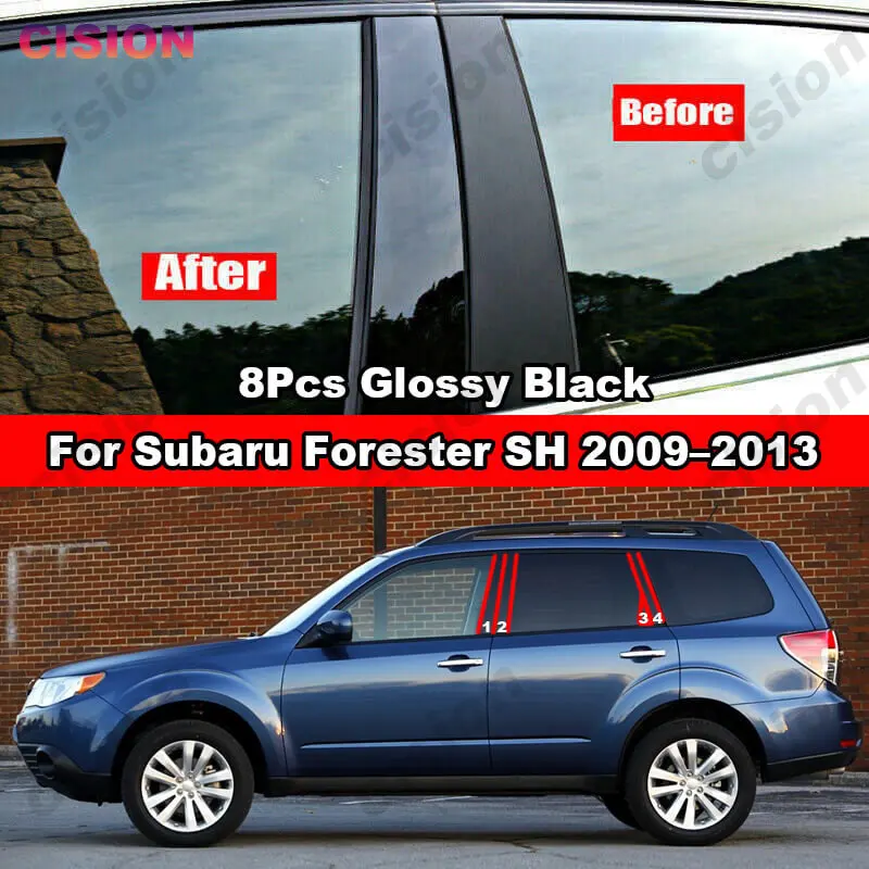 For-Subaru-Forester-SH-Mirror-Effect-Door-Window-Center-Column-B-C ...