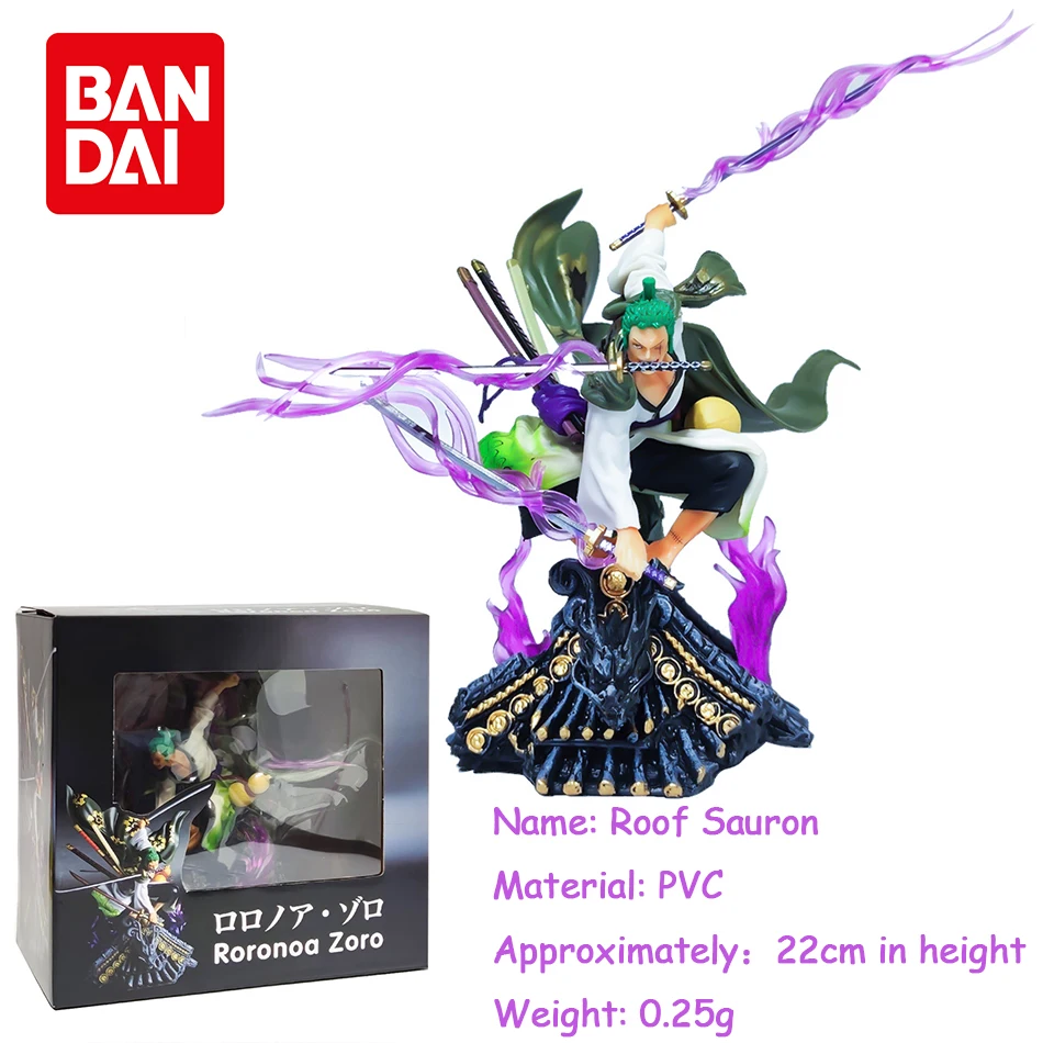 22CM-Anime-One-Piece-Action-Figure-Roof-Sauron-Three-Knife-Flow-Zoro ...