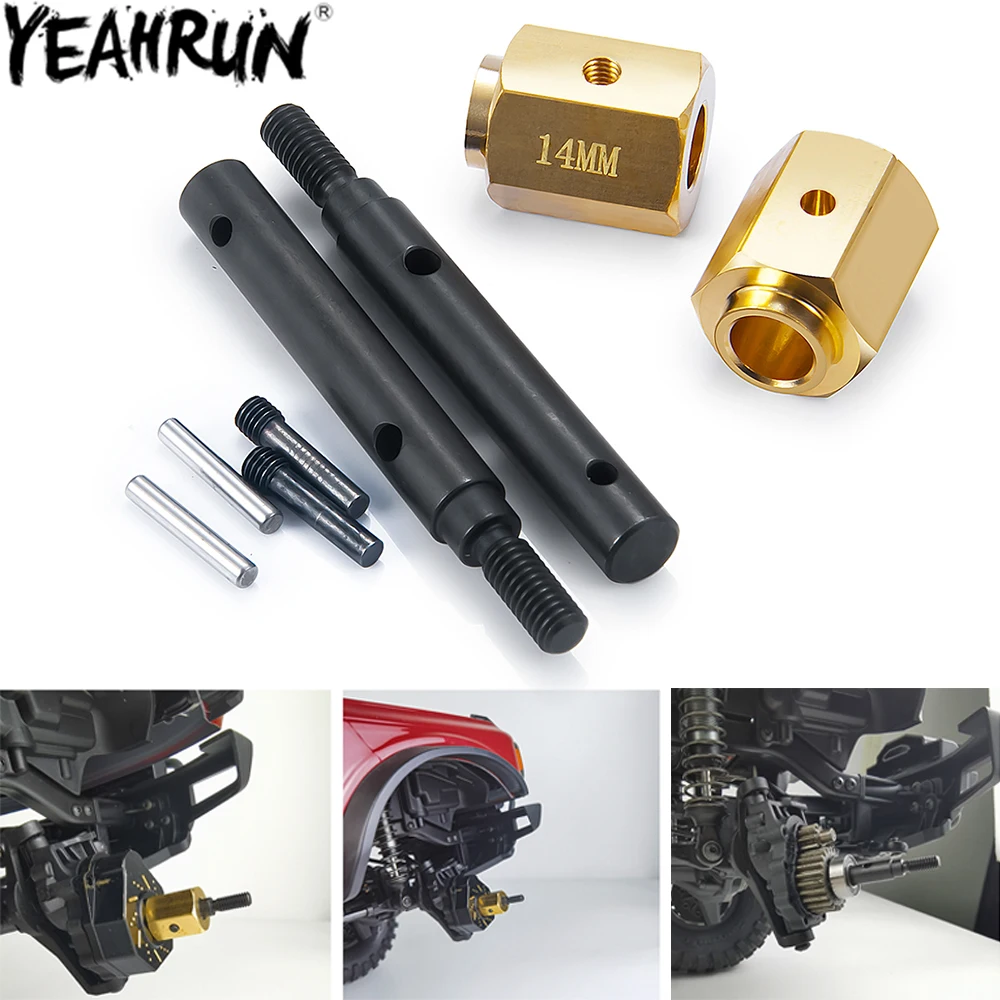 YEAHRUN RC Car Portal Stub Axle Drive Gear Shaft and Wheel Hex Adapter ...