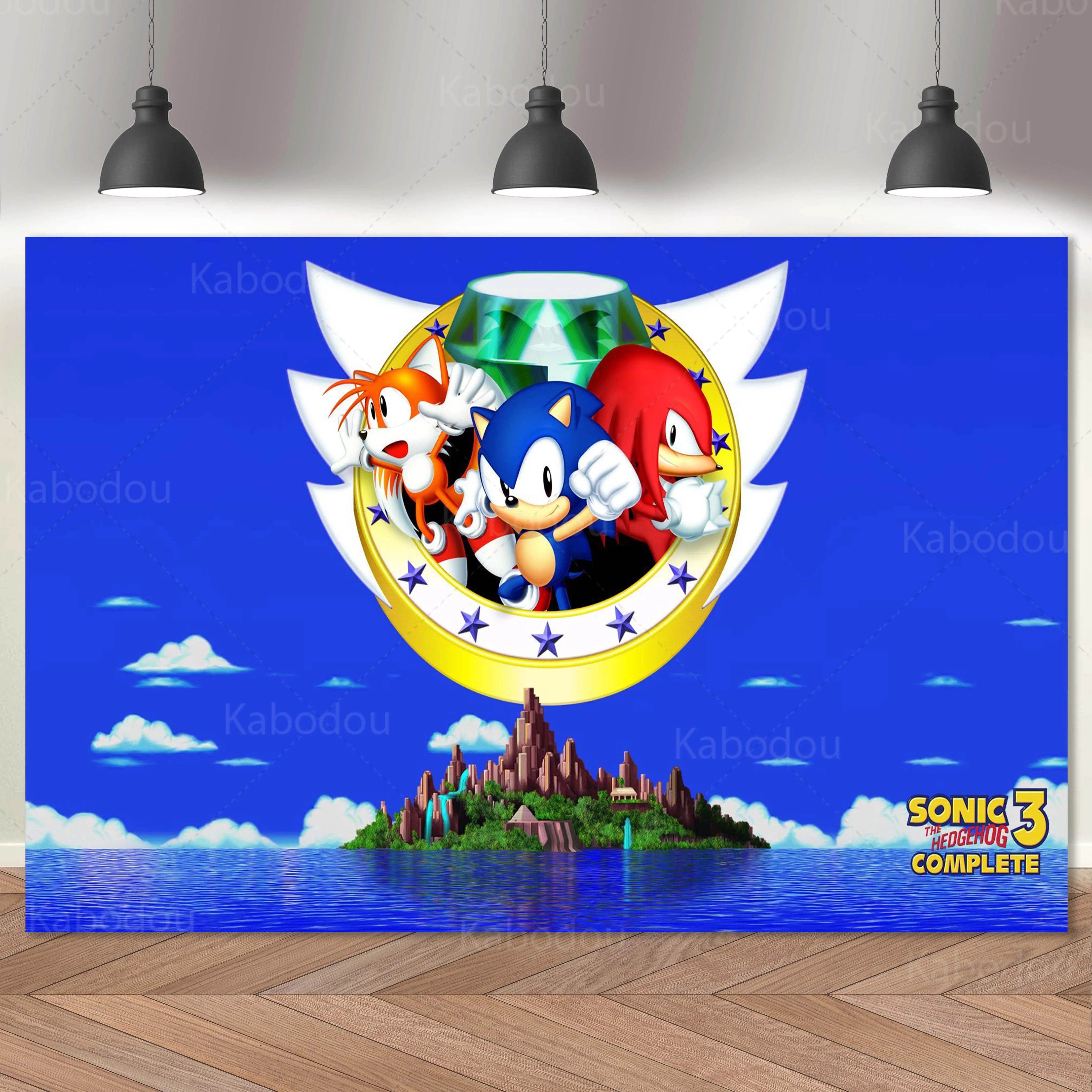 Fondo azul sónico para fiesta de cumpleaños de niños, decoración de ...