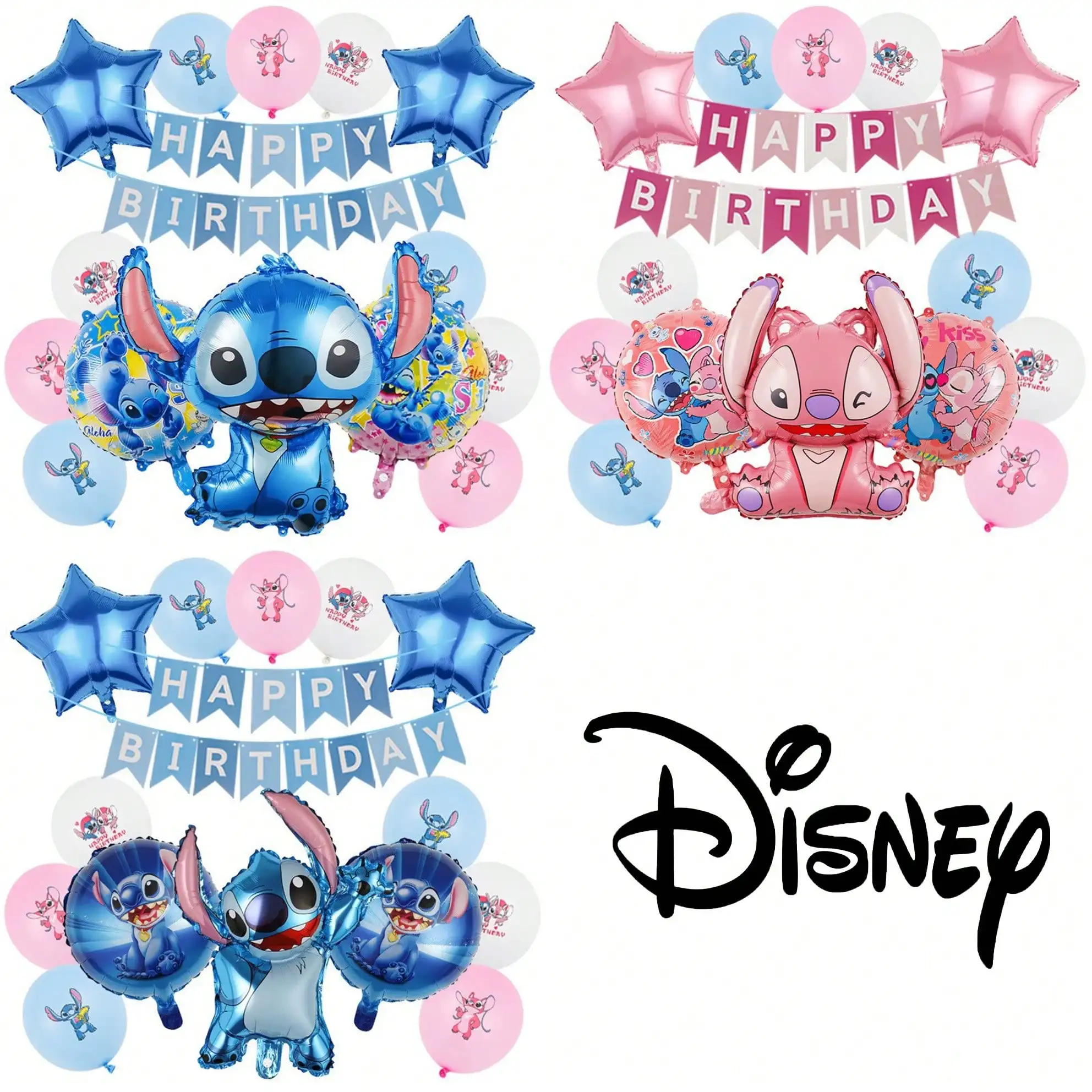 Disney 15Pcs Stitch Themed Birthday Party Balloon Decoration Supplies ...