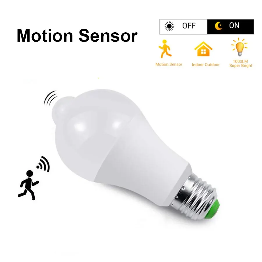 E27 LED PIR Motion Sensor Bulb 110V 220V 12W 15W 18W LED Lamp Bulbs ...