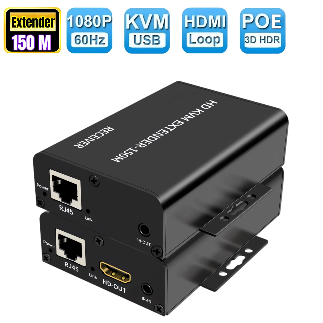 150M-HDMI-KVM-Extender-Over-RJ45-Lan-Ethernet-Cat5e-6-cable-Transmit ...