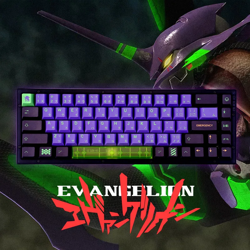 Teclas de EVANGELION 01 de 134 teclas, serie Anime EVA, PBT púrpura ...