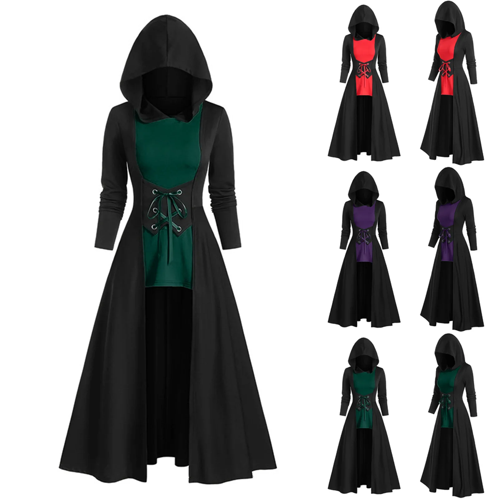Autumn-And-Winter-Medieval-Vintage-Dress-Lace-up-Hooded-Robe-Cloak ...