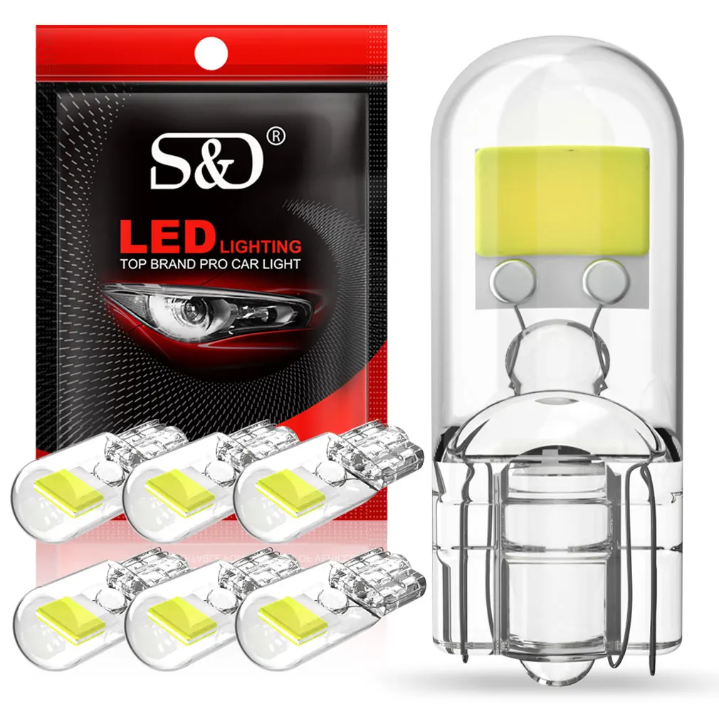 6pcs Canbus T10 W5w Led Bulbs Sapphire Cob Drive-led Wedge Bulb 168 194 ...