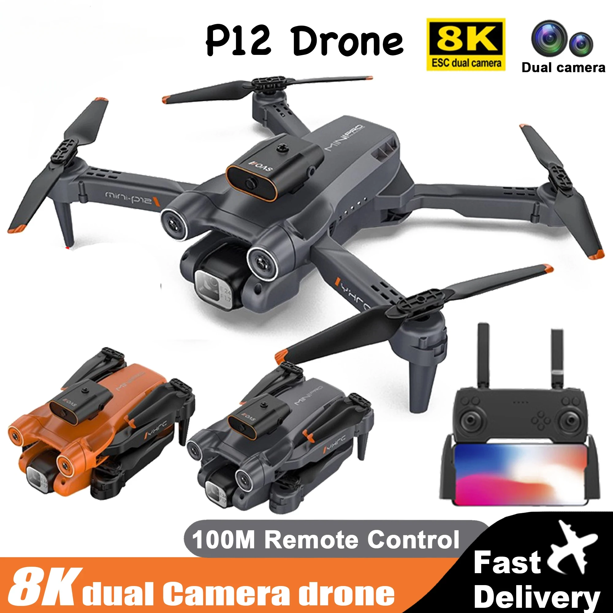P12-Mini-Drone-Obstacle-Avoidance8K-HD-Dual-Camera-Drones-Optical-Flow ...