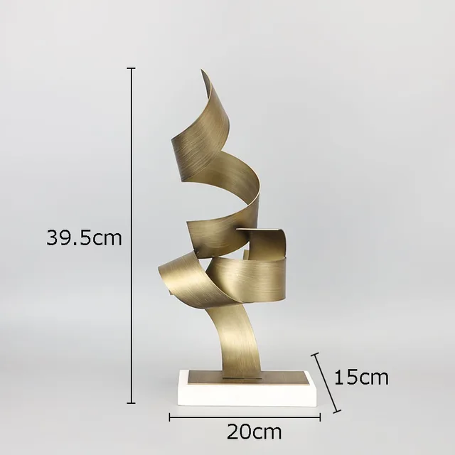 Creative Golden Streamer Marble Base Metal Statue Modern Design Living ...