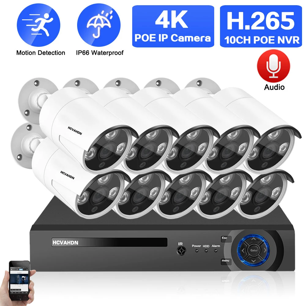 8MP Ultra HD POE Network Video Surveillance System 4K 8 Channel POE NVR ...