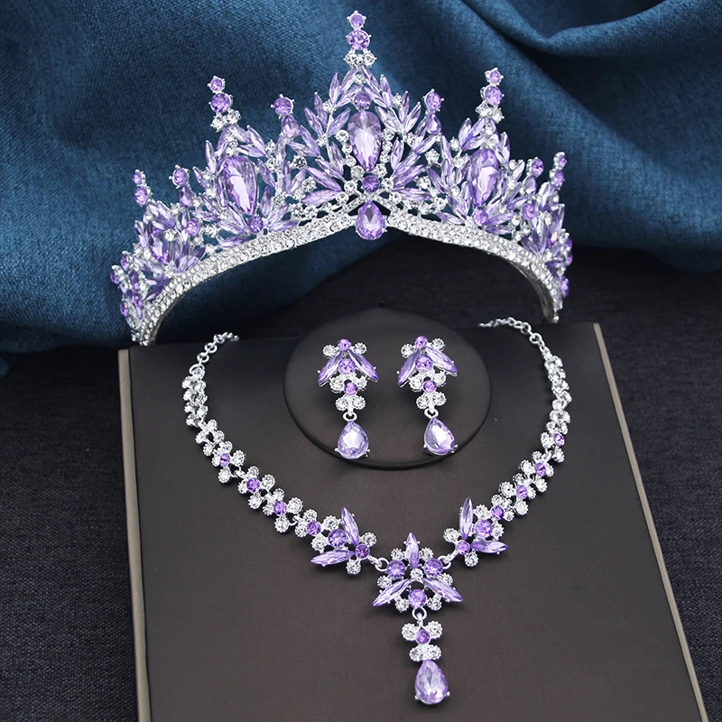 Princess-Crown-Bridal-Jewelry-Sets-for-Women-Tiaras-Set-Necklace-and ...