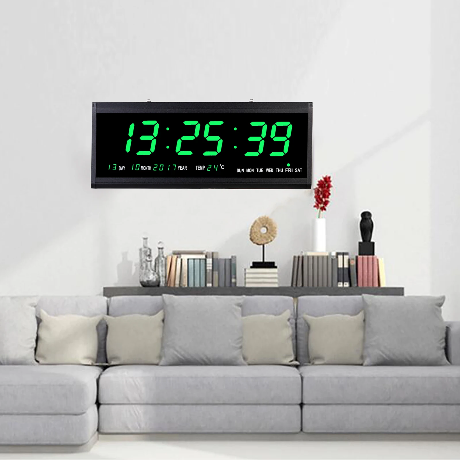 Digital-display-wall-clock-with-digital-blue-green-LED-date-and-time ...