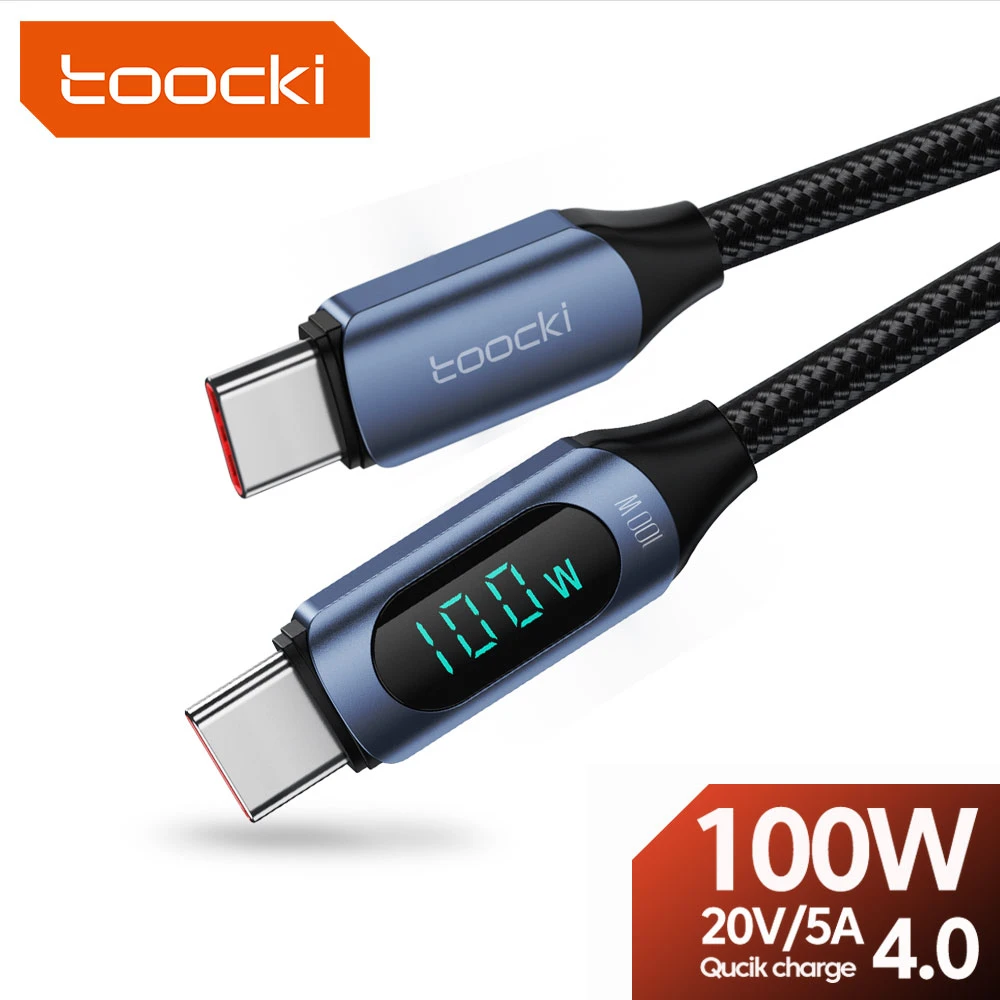 Toocki 100W 디스플레이 USB C To USB C 케이블 PD, 빠른 충전기 코드 Type C To Type C 케이블 ...