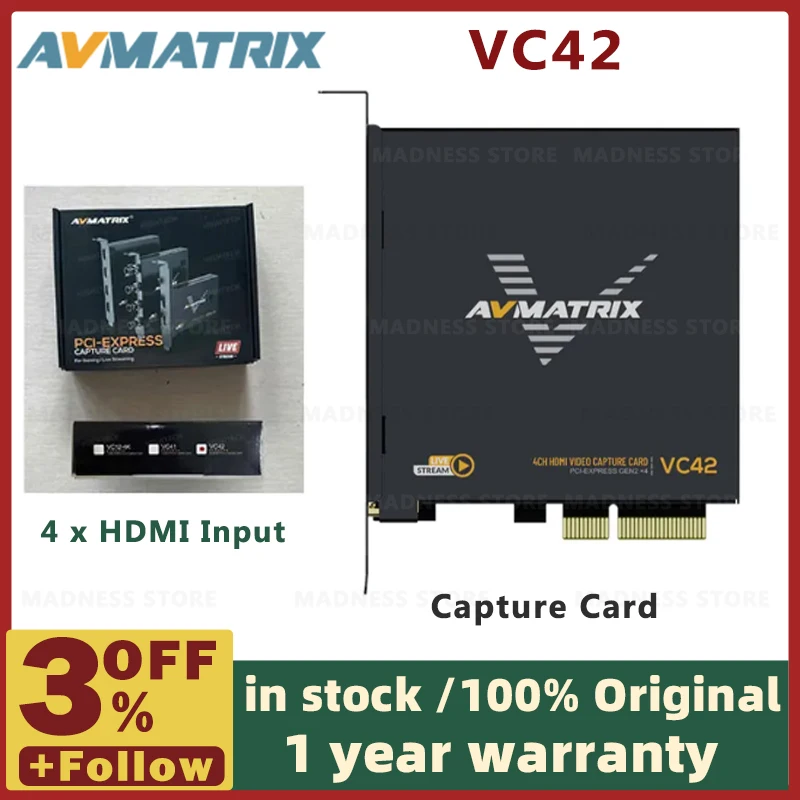 AVMATRIX-VC42-Pci-E-4-Channel-HDMI-compatible-1080p60-Vmix-OBS ...