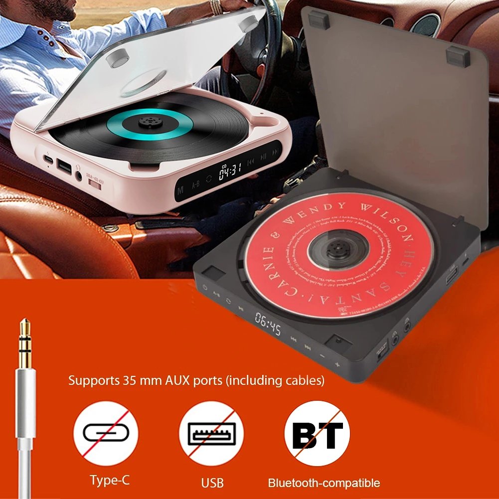 Portable-CD-Player-3-5mm-USB-HIFI-Walkman-Disc-Digital-Display-Learning ...
