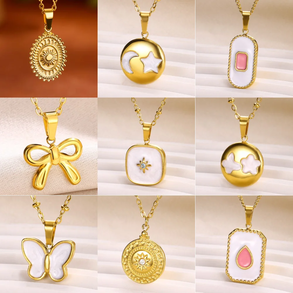 Vintage-Stainless-Steel-Drip-Oil-Pendant-Necklace-For-Women-Girls ...