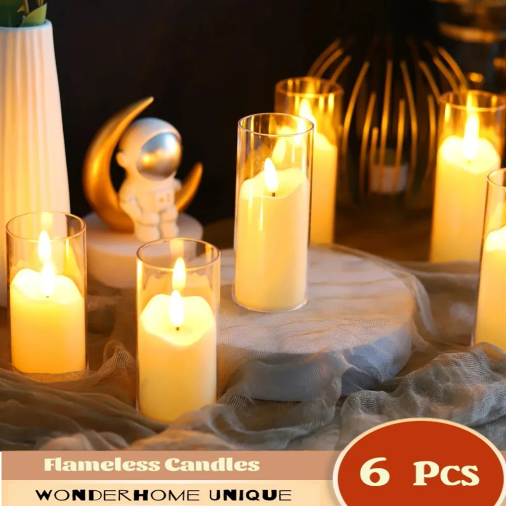 6Pcs-Led-Flameless-Electric-Candles-Lamp-Acrylic-Glass-Flickering-Fake ...