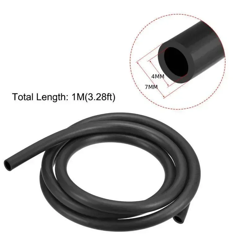 1M Black Fuel Line Hose NBR 4mm ID 7mm OD Diesel Petrol Water Hose ...