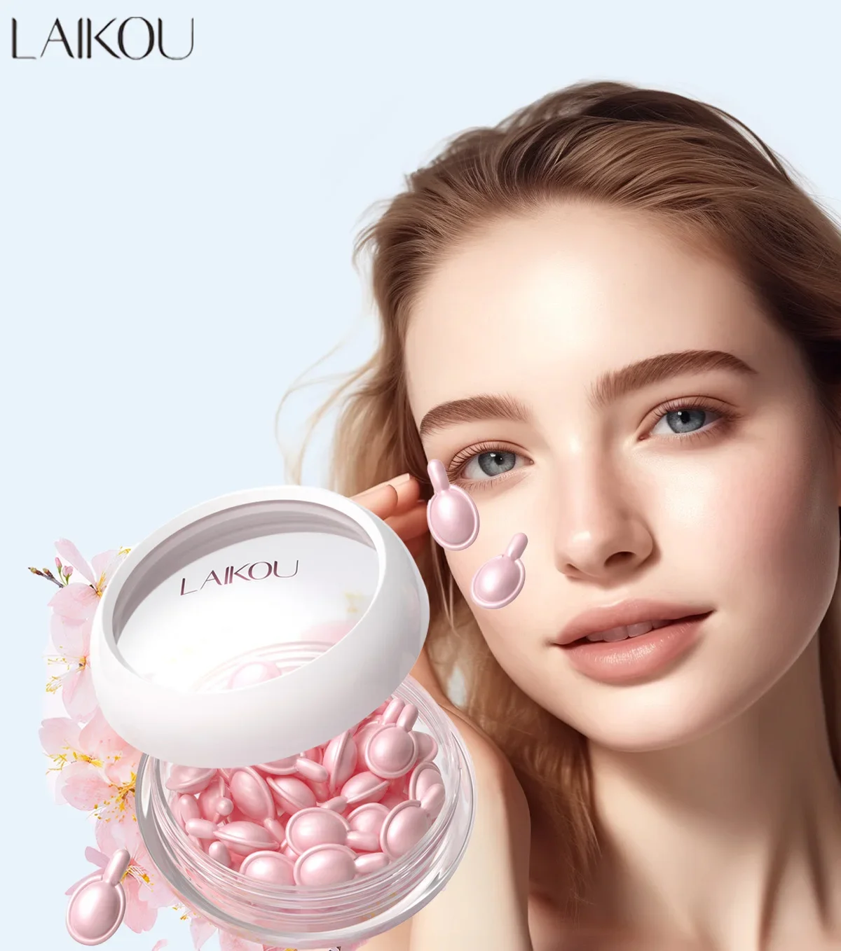 LAIKOU Sakura Capsule Essential Oil Facial Serum Moisturizing ...
