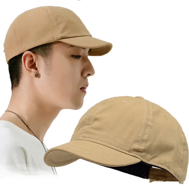 2022-Simple-Short-Brim-Cap-Men-Solid-Color-Cotton-Baseball-Caps-Male ...