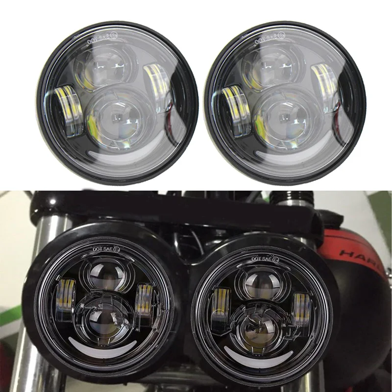 4-5-Twin-Dual-LED-Headlight-For-Motorcycle-Fat-Bob-FXDF-08-later ...