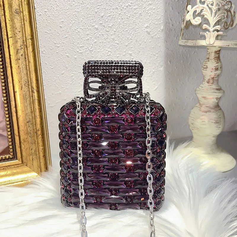 XIYUAN Women Purple/Pink Diamonds Evening Bags Female Metal Crystal ...