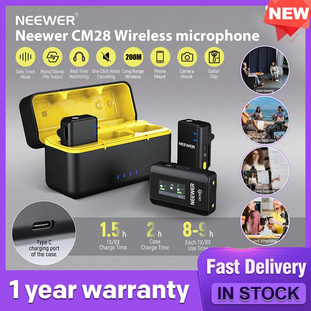 NEEWER-CM28-Wireless-Microphone-For-iPhone-Camera-Lavalier-Microphone ...