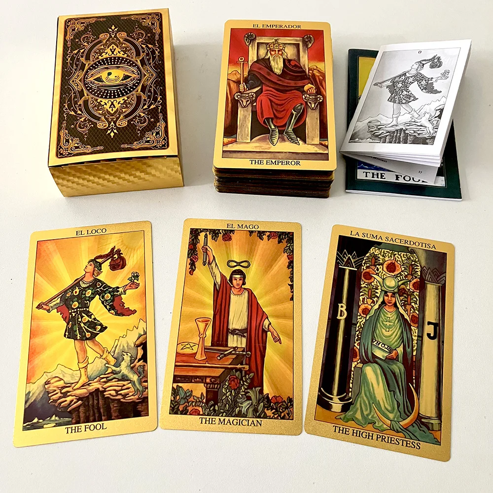 Espanhol-Golden-Foil-Tarot-Baralho-Adivinha-o-Cart-es-para-Iniciantes ...