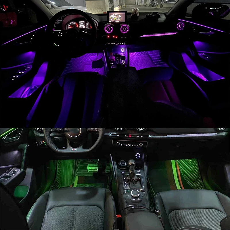 For-Audi-Q2-Q2L-Indoor-Atmosphere-Light-RGB-interior-cold-light-line-ambient-light-LED ...