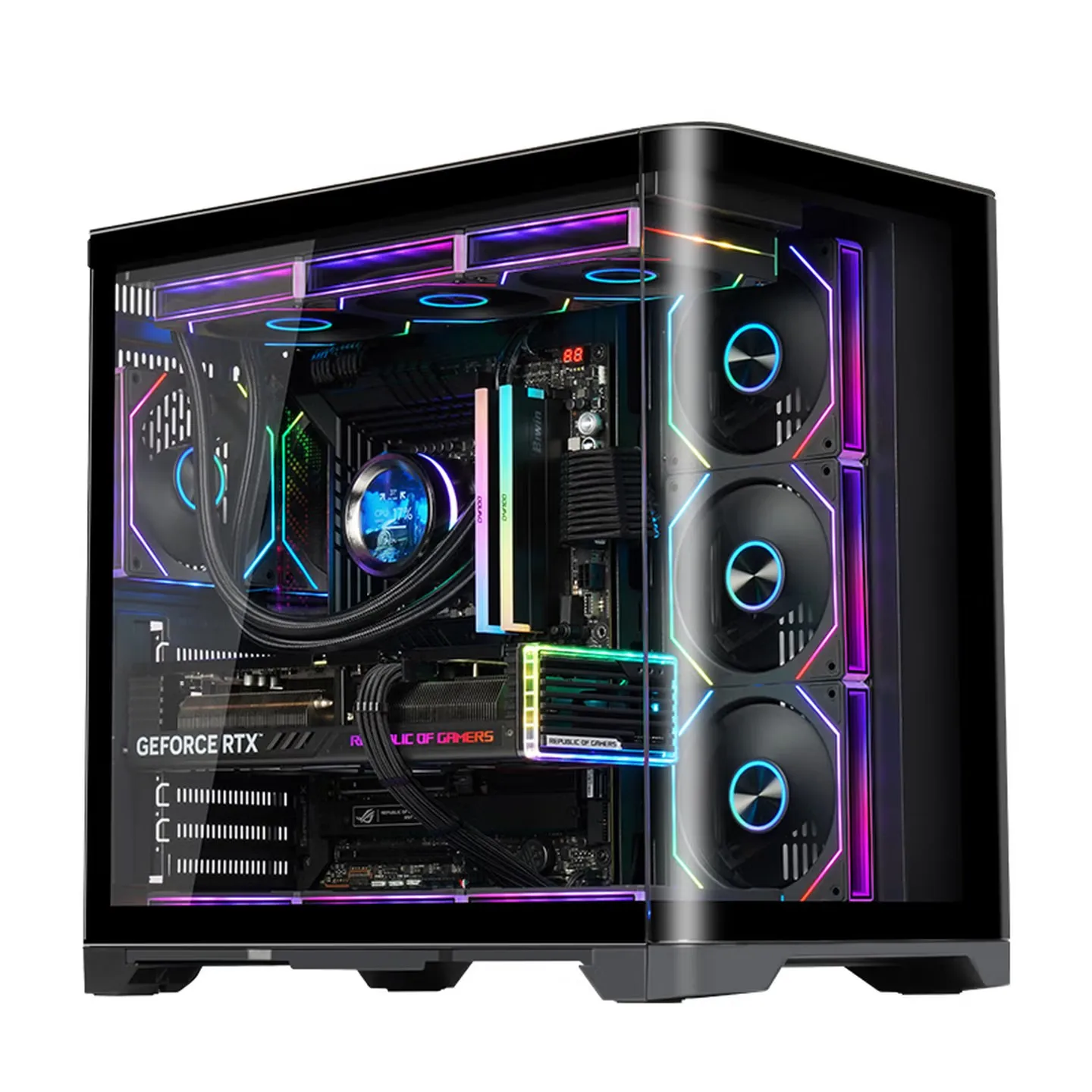 WJCOOLMAN Sky Ceiling PLUS ATX Sea View Room Curved Glass Computer Case ...