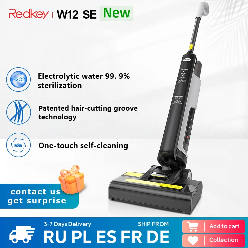 Redkey W12 SE Smart Mop Washing Multi-Surface Wireless Floor Washer 5500Pa Suction Handheld Self-