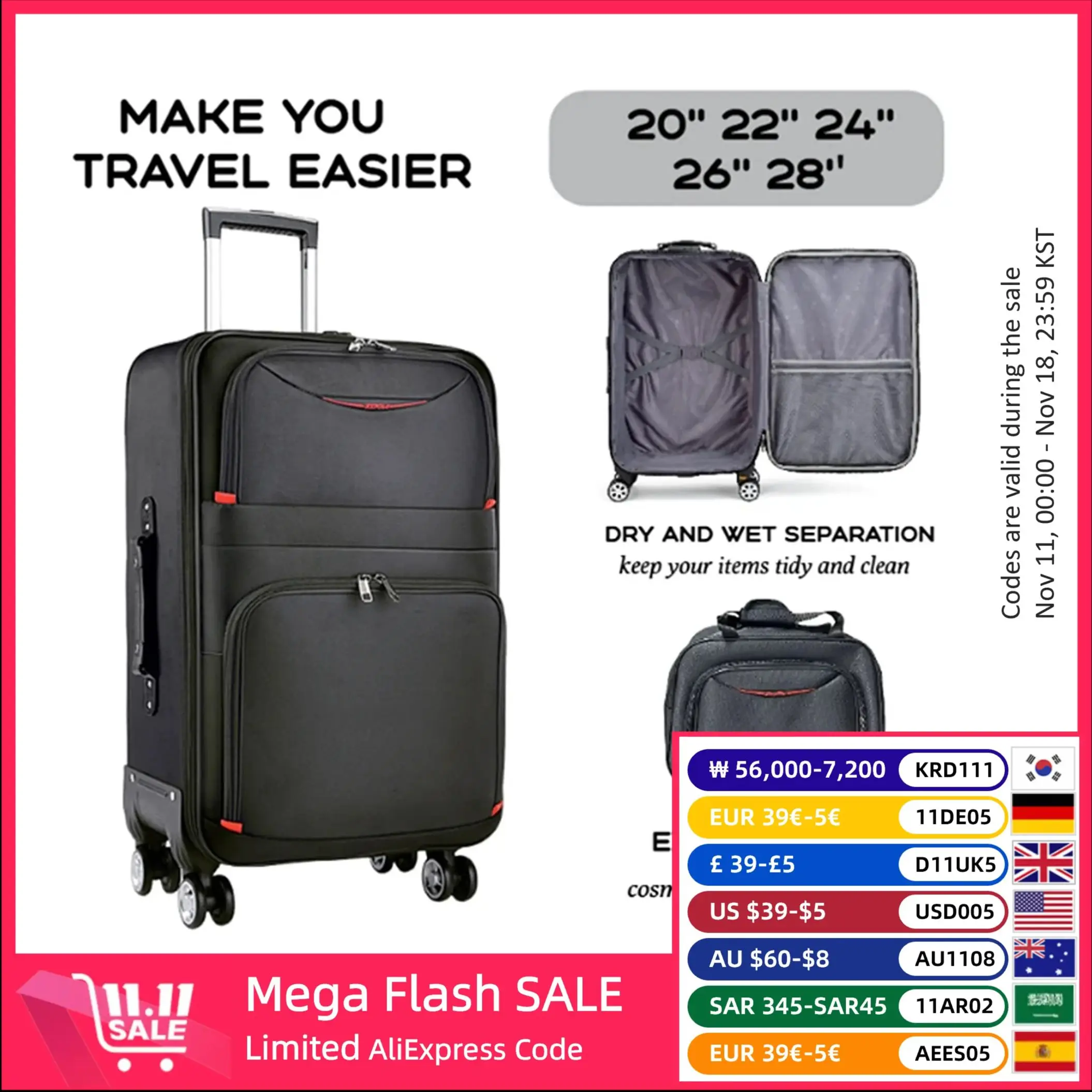 2024-New-Large-Capacity-Durable-Luggage-Sets-Oxford-Suitcase-Women-Girl ...