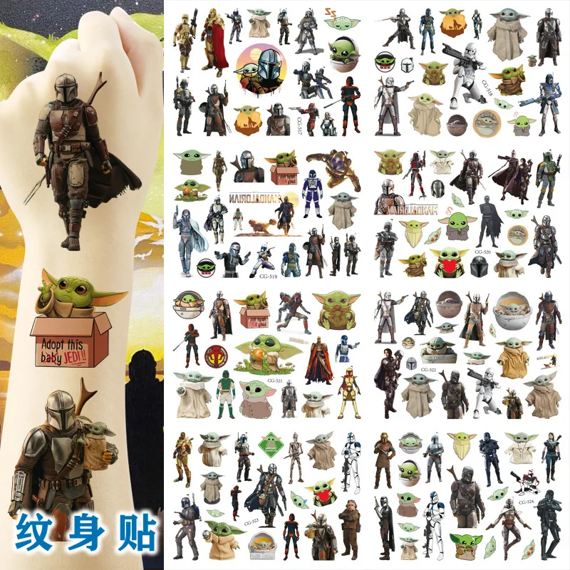 New Mandalorian Yoda Baby Lightyear Tattoo Stickers Children Temporary ...