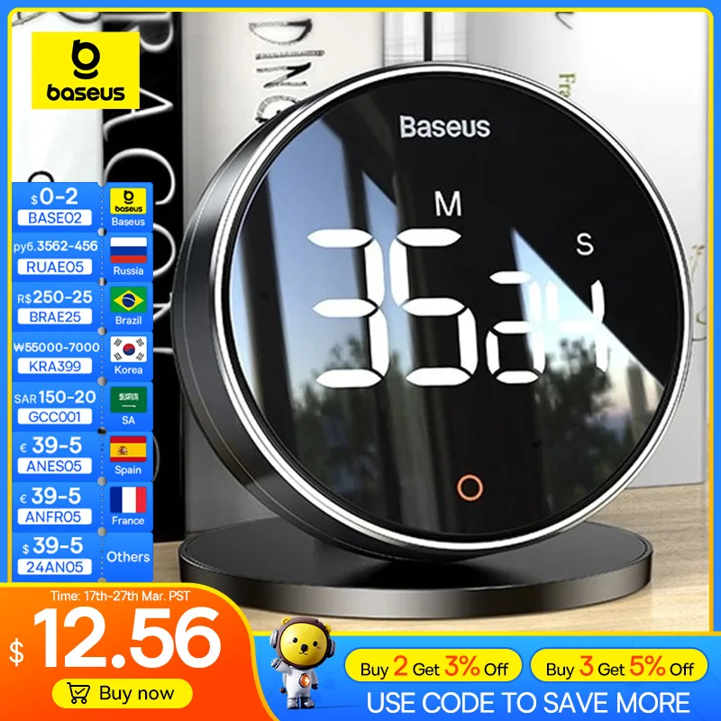 Baseus-Magnetic-Countdown-Alarm-Clock-Kitchen-Timer-Manual-Digital ...