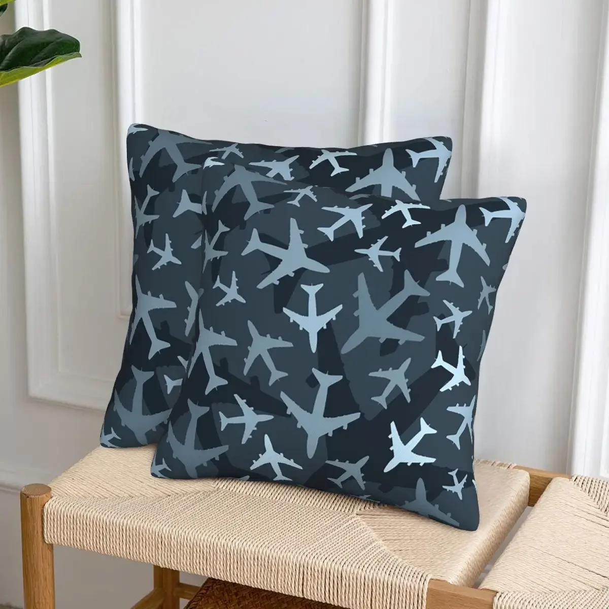 Random Airplanes Pattern Aviation Fighter Pilot 2 pcs Square Pillowcase ...