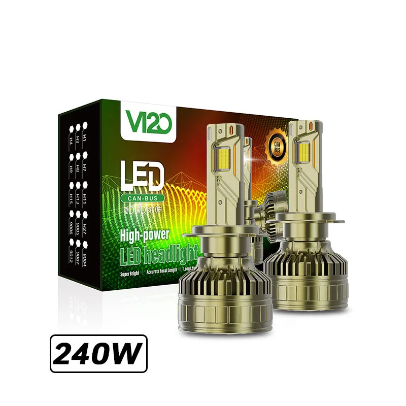 240W 30-Chip LED Car Headlight H4 Hi-Lo Beam H7 Low Beam 9005 Spotlight ...