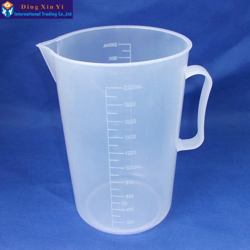 1PC 2000ml plastic beaker with handle Clear White Plastic Measuring Lab ...