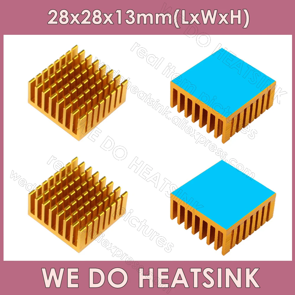 WE DO HEATSINK 28x28x13mm Without or With Thermal Pad Golded Anodized ...