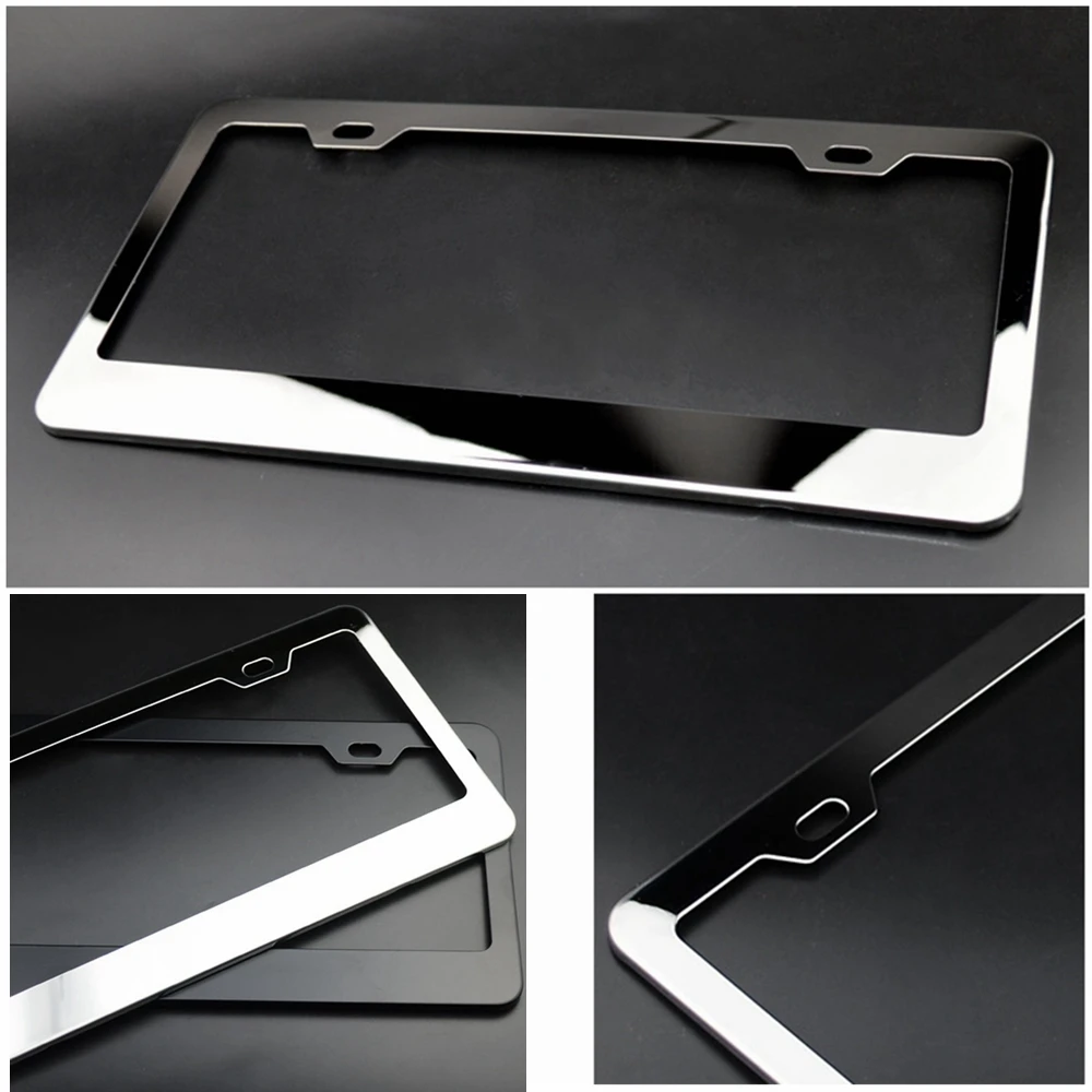 Car-Chrome-License-Plate-Frame-License-Tag-Cover-Holder-Auto-Car ...