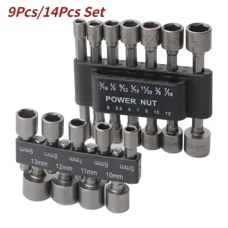 1 Set 5mm-13mm Hex Socket S Sleeve Power Nut Driver Drill Bit Set 1/4 ...