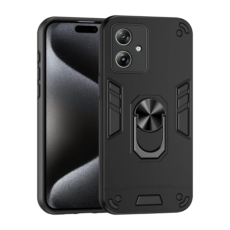 Ultimate Shockproof Armor Case with 360° Rotating Ring for Moto G52 (Black)