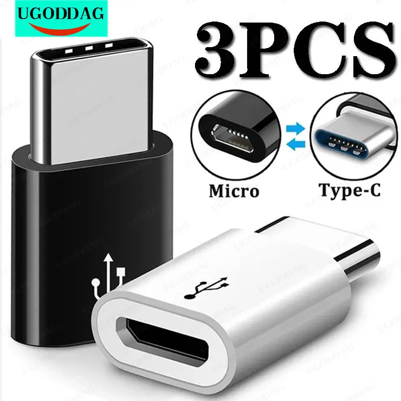 3Pcs-Micro-USB-Male-To-Type-C-Female-Adapter-Converter-for-Android ...