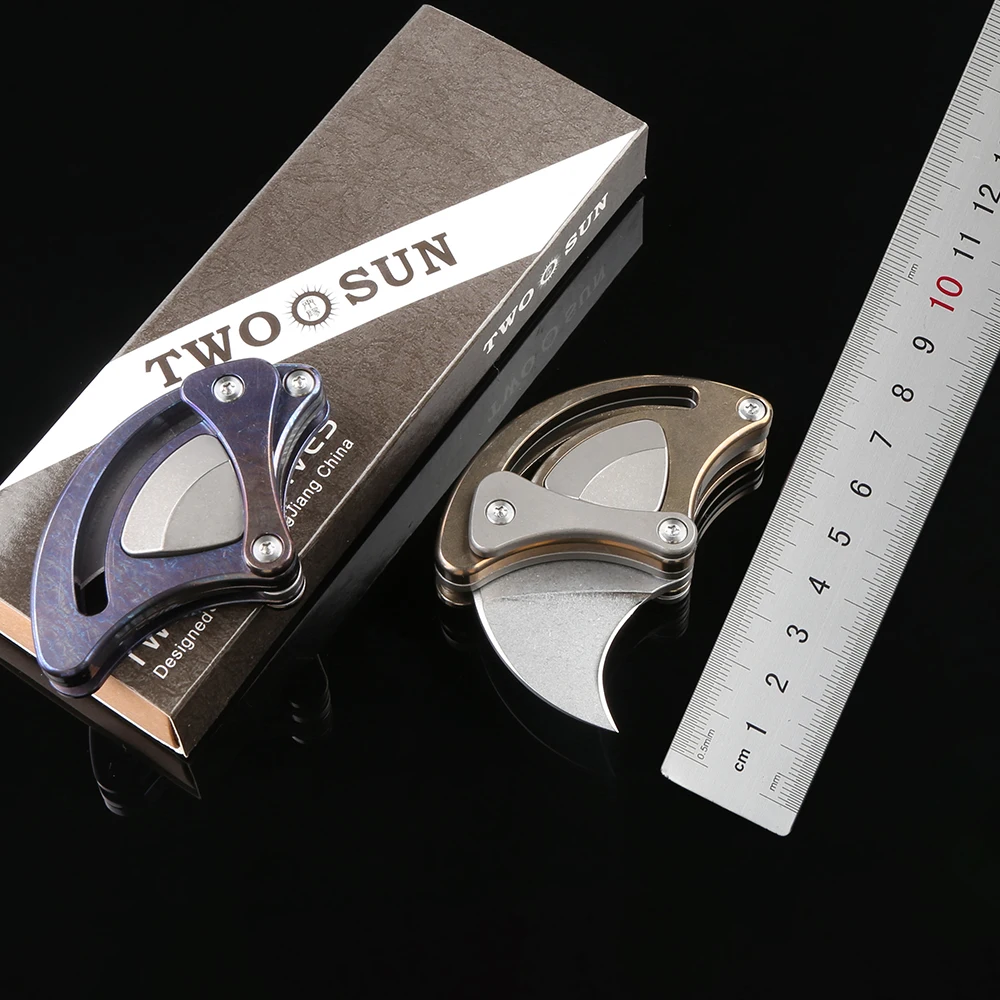 TWO SUN TS151 Folding Knife 14C28N Blade Tactical Titanium Alloy Handle ...