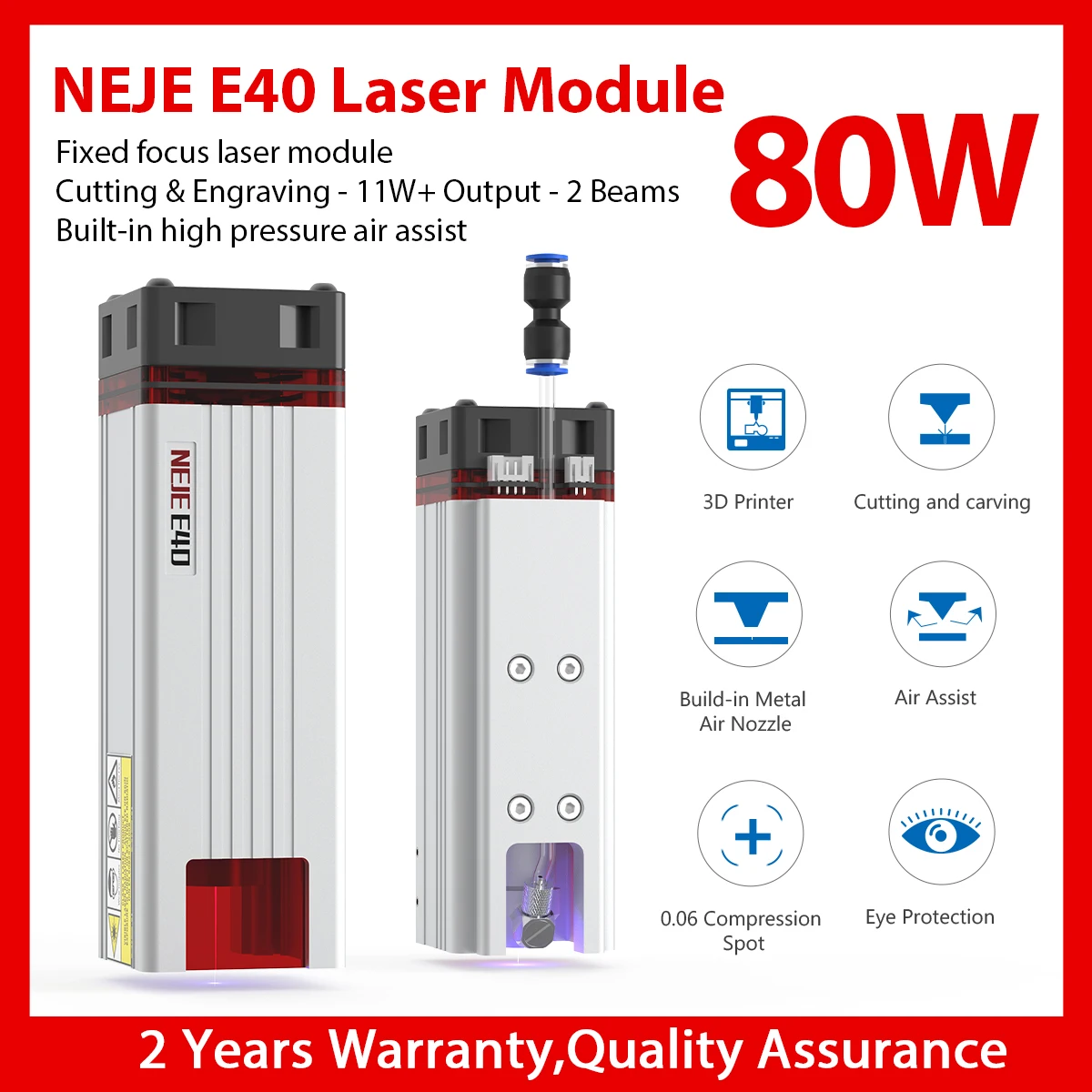 NEJE – Module Laser CNC A40640/E40/A40630 80W/40W, 450nm, lumière bleue ...