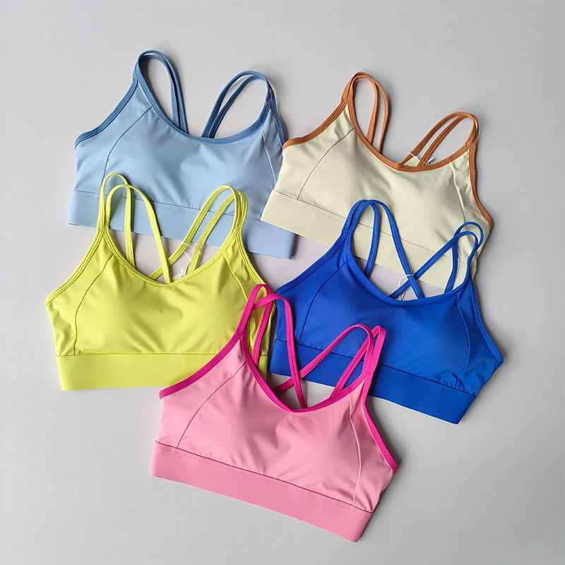 Women Sports Bra Top Push Up Fitness Fixed With Pad Yoga Bra Underwear ...
