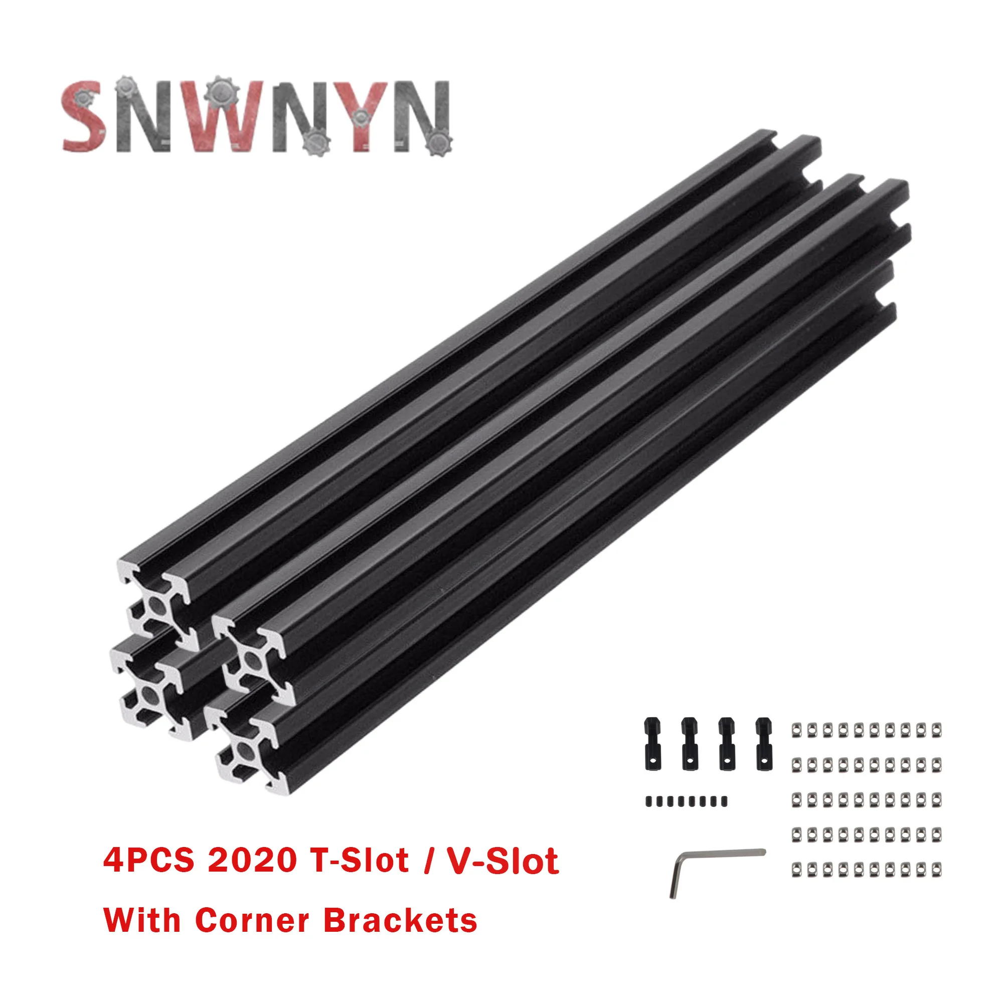 4pcs 2020 T Slot V Slot Linear Rail BLACK Anodized Aluminum Profile ...