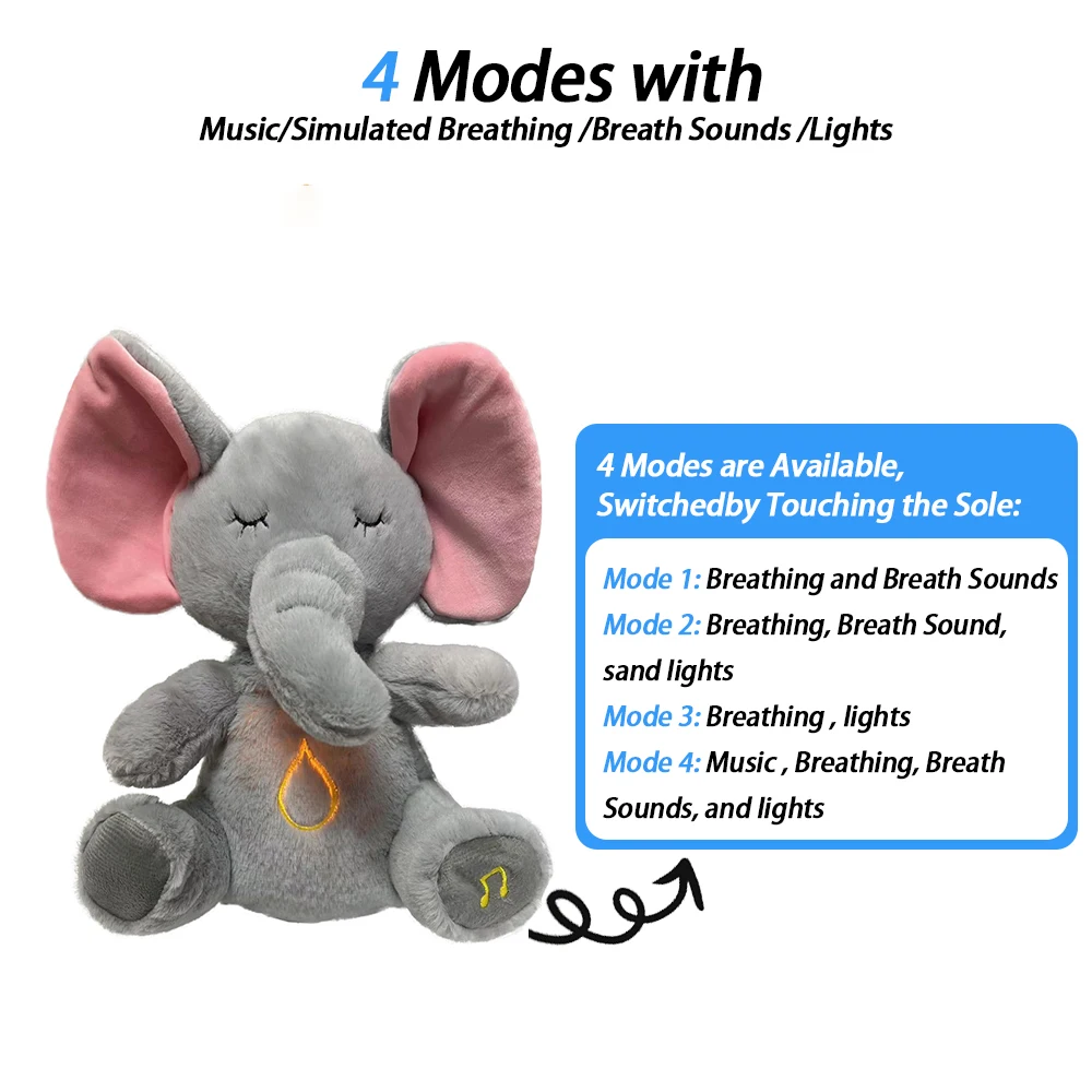 4 Models Breathing Rabbit Soothing Sensory plush Toy with Relieve ...